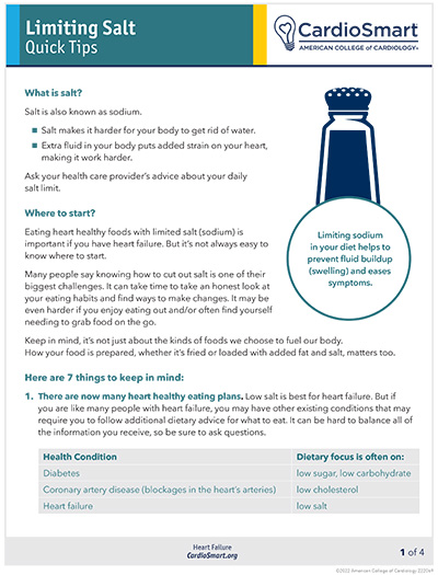 Limiting Salt – Worksheet | CardioSmart – American College of Cardiology