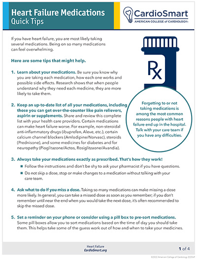 Heart Failure Medications – Worksheet | CardioSmart – American College ...