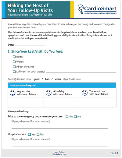 Making the Most of Your Follow-Up Visits – Worksheet | CardioSmart ...